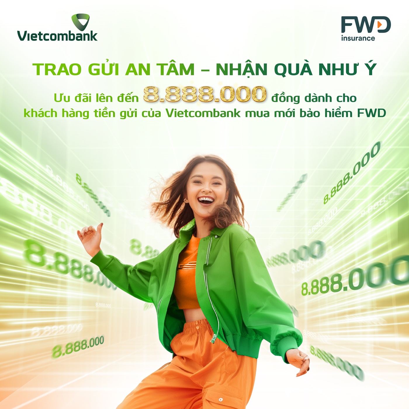 Ưu đãi đến 8.888.000 đồng khi mua bảo hiểm FWD tại Vietcombank